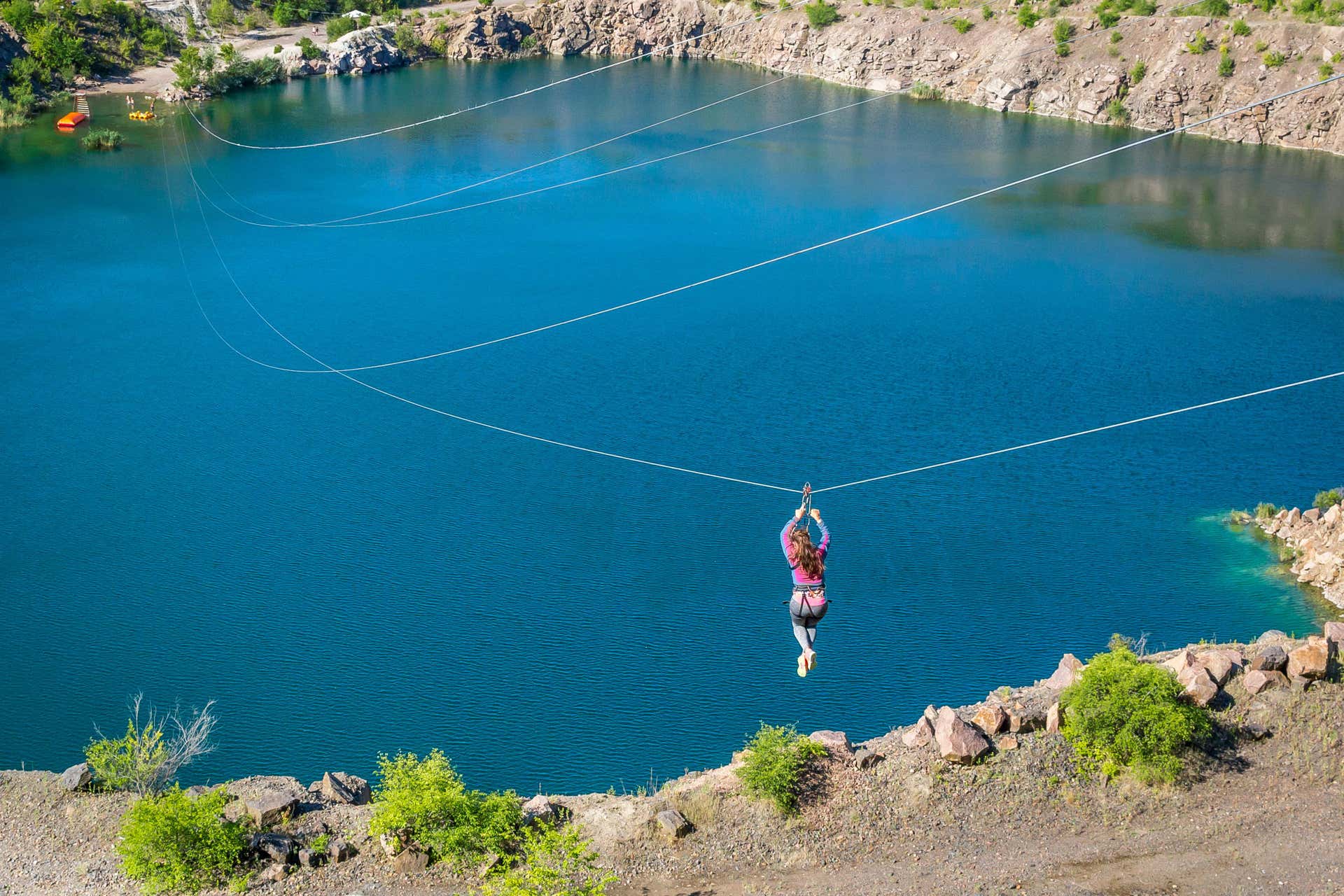 Tirolina sobre el embalse Potrerillos, Potrerillos