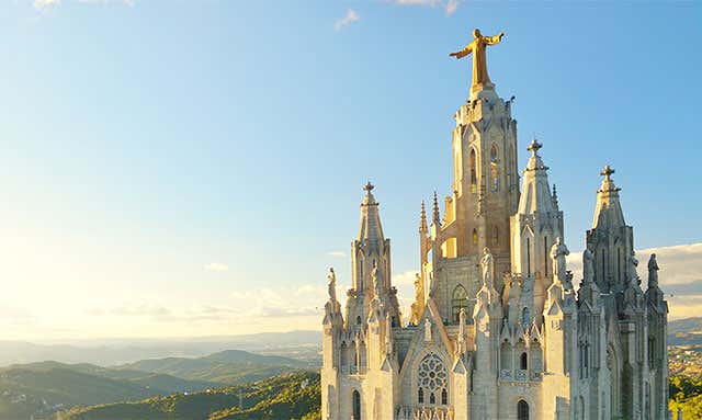 Tibidabo - Magnificent view over Barcelona from the highest peak